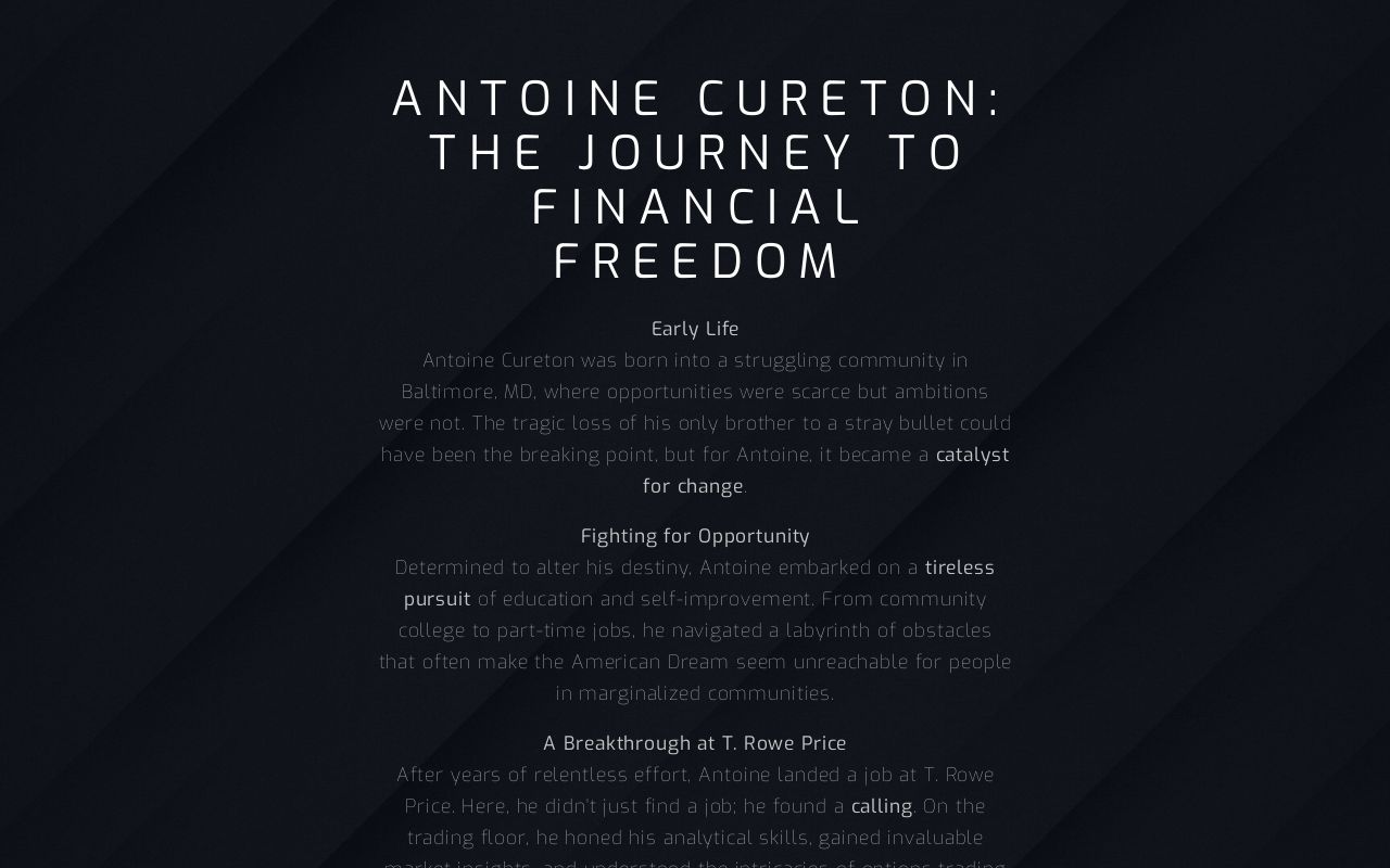 Antoine Cureton: An Epic Journey to Financial Freedom